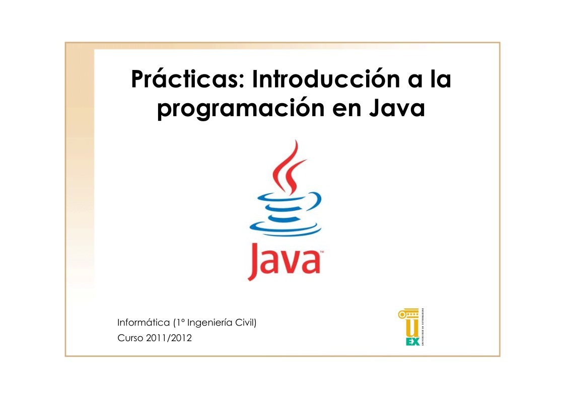 PDF de programación - Prácticas: Introducción a la programación en Java